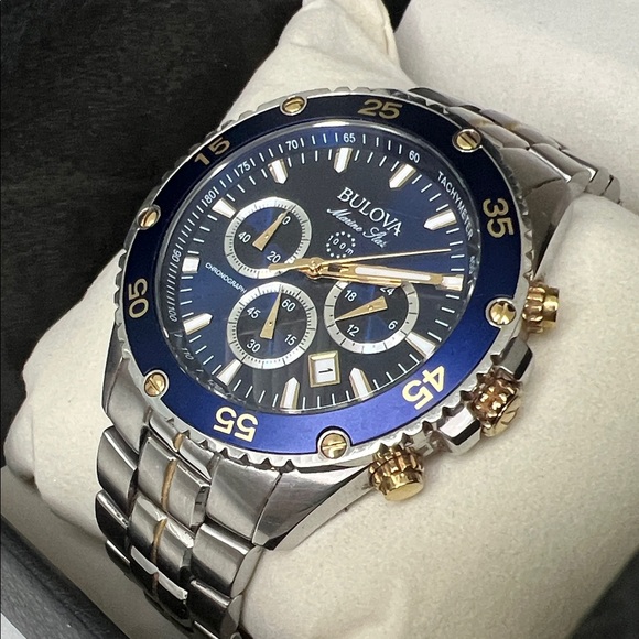 Bulova | Accessories | Bulova Classic Blue Marine Star Chronograph ...